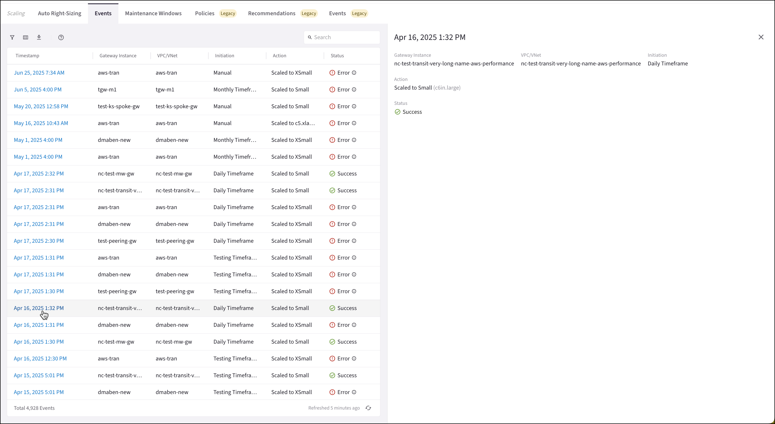 Auto Right-Sizing Events :: Documentation