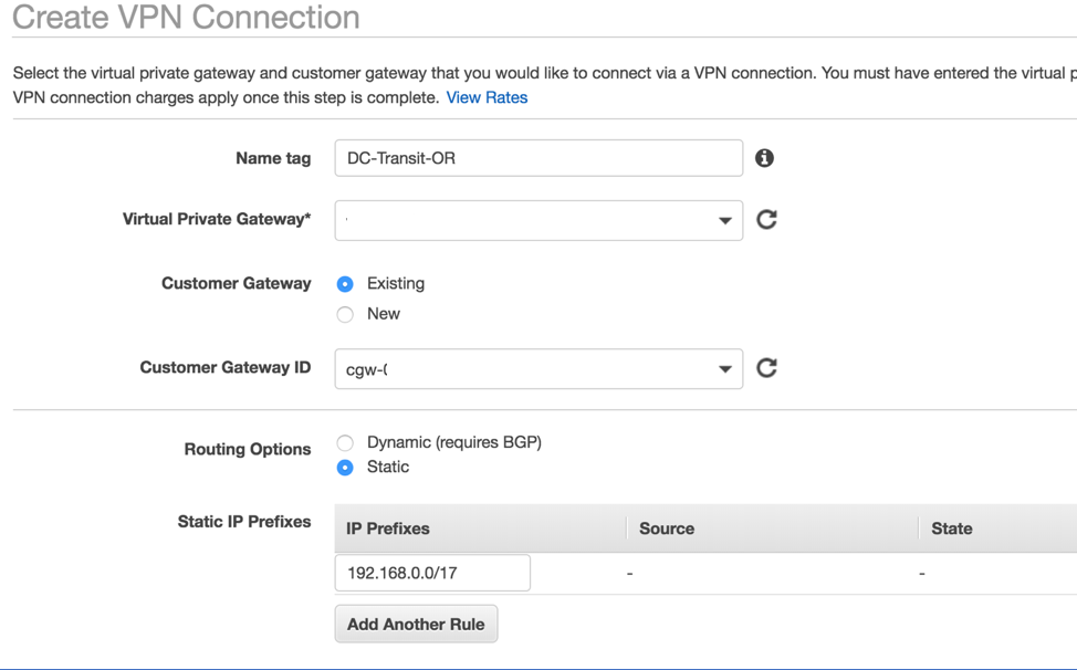 Aviatrix Gateway To Aws Virtual Private Gateway Vgw Documentation