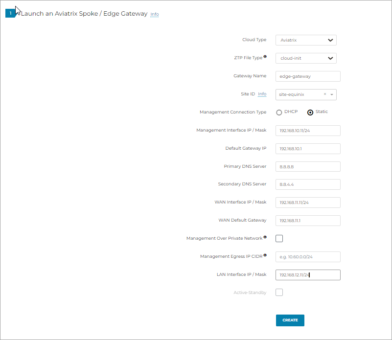 Deploying Aviatrix Secure Edge on Equinix Network Edge :: Documentation