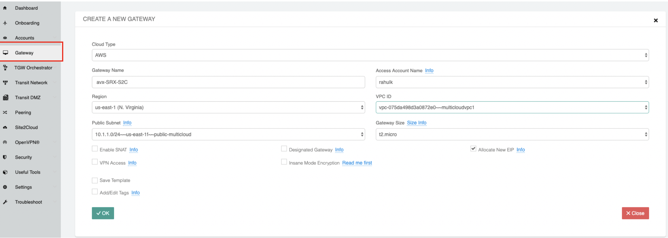 Aviatrix Gateway to Juniper SRX :: Documentation
