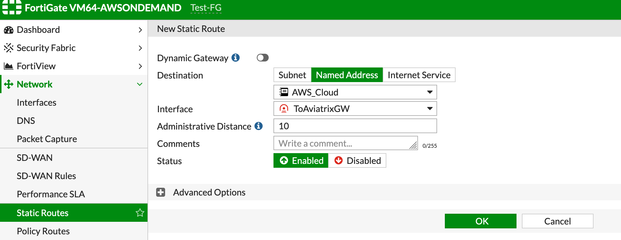 Aviatrix Gateway to FortiGate :: Documentation